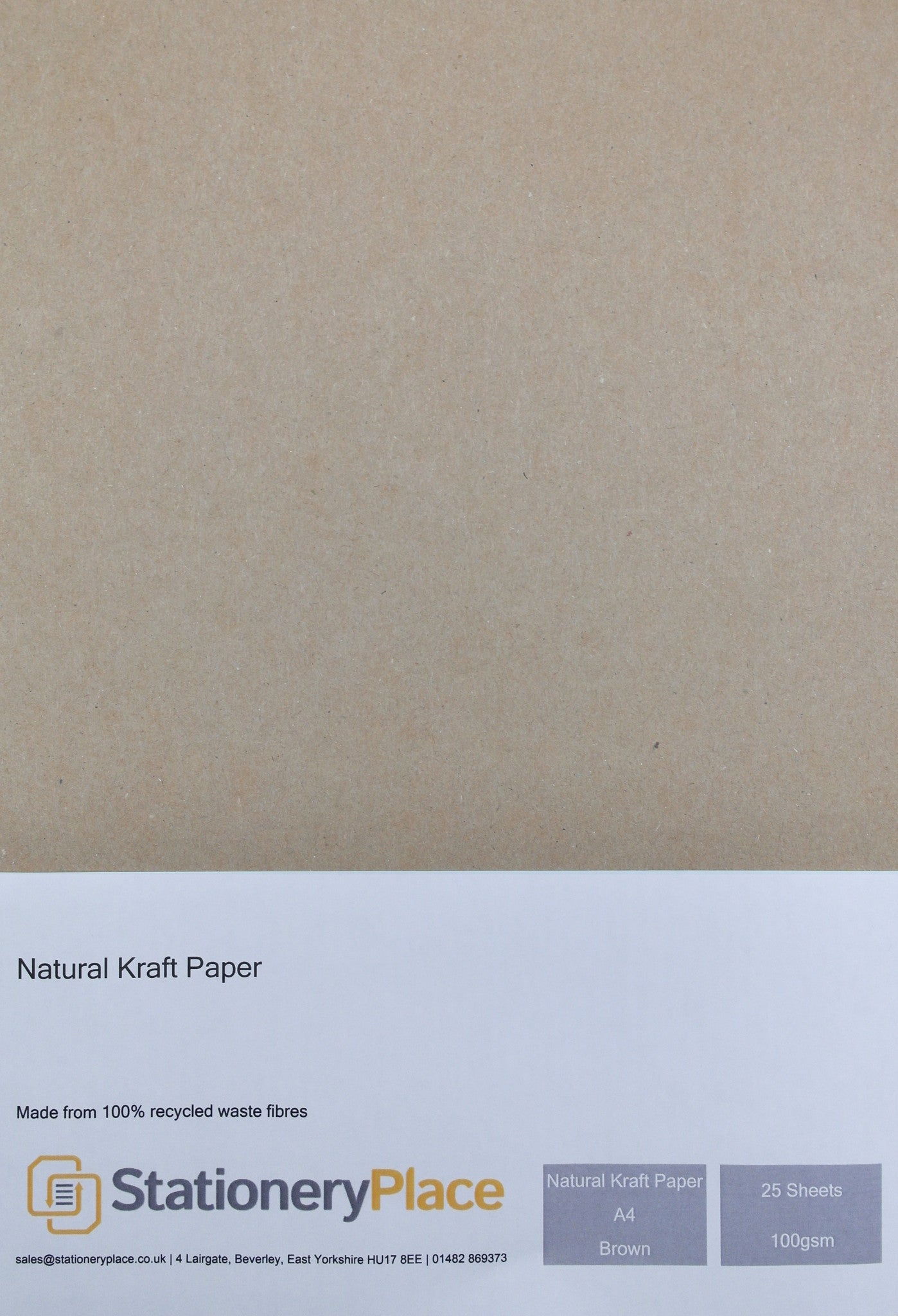 Brown Recycled Eco Kraft Paper - A4 25 Pack 100GSM