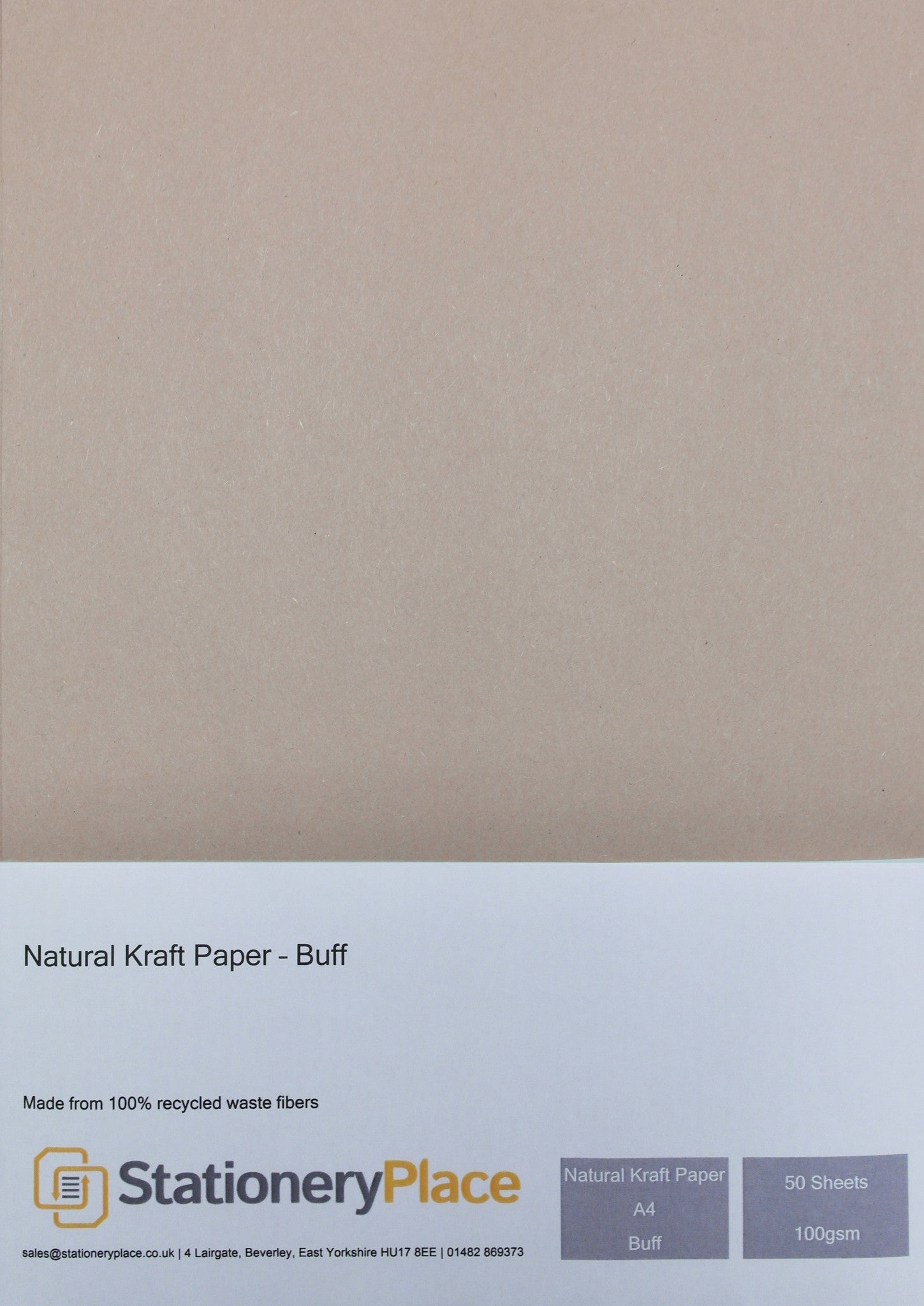 Recycled Eco Kraft Paper 100 GSM Buff A4 50 sheet pack